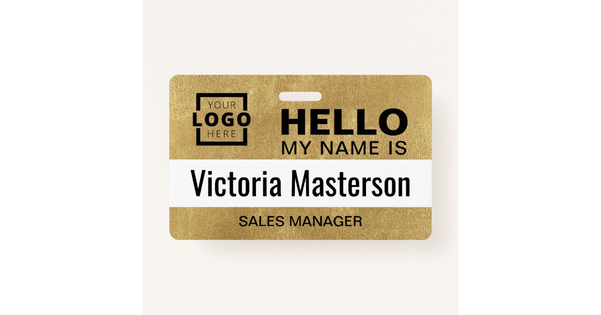 Hello My Name Is - Custom Business Employee Name Badge | Zazzle.com