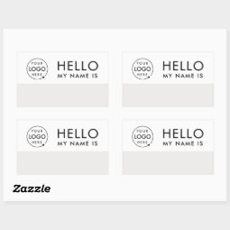 Hello My Name Is | Custom Logo Modern Minimalist Rectangular Sticker ...