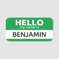 Hello my name is - Green - Custom Employee Name Tag | Zazzle