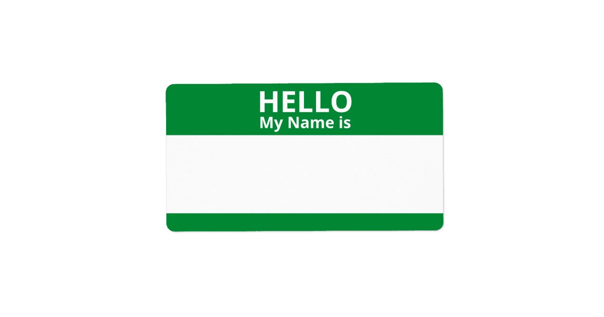 Hello My Name is Green White Name Tag Labels | Zazzle