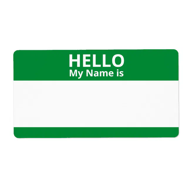 Hello My Name is Green White Name Tag Labels | Zazzle