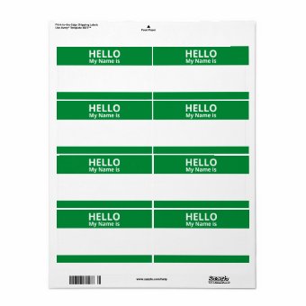 Hello My Name is Green White Name Tag Labels | Zazzle