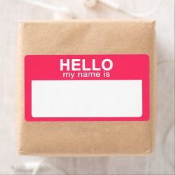 Hello My Name is, Hot Pink Name Tag Labels | Zazzle