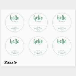HELLO MY NAME IS - Mint Green Event Personalized Classic Round Sticker ...