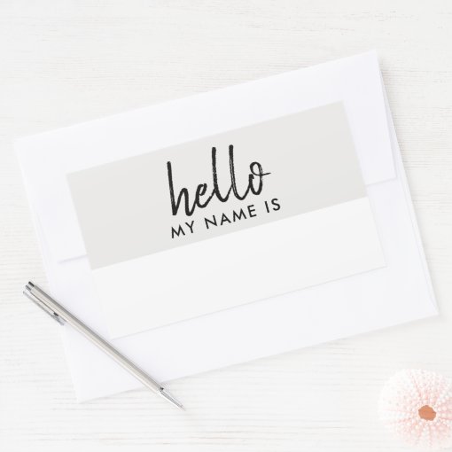 Hello My Name Is | Modern Minimalist Script Rectangular Sticker | Zazzle