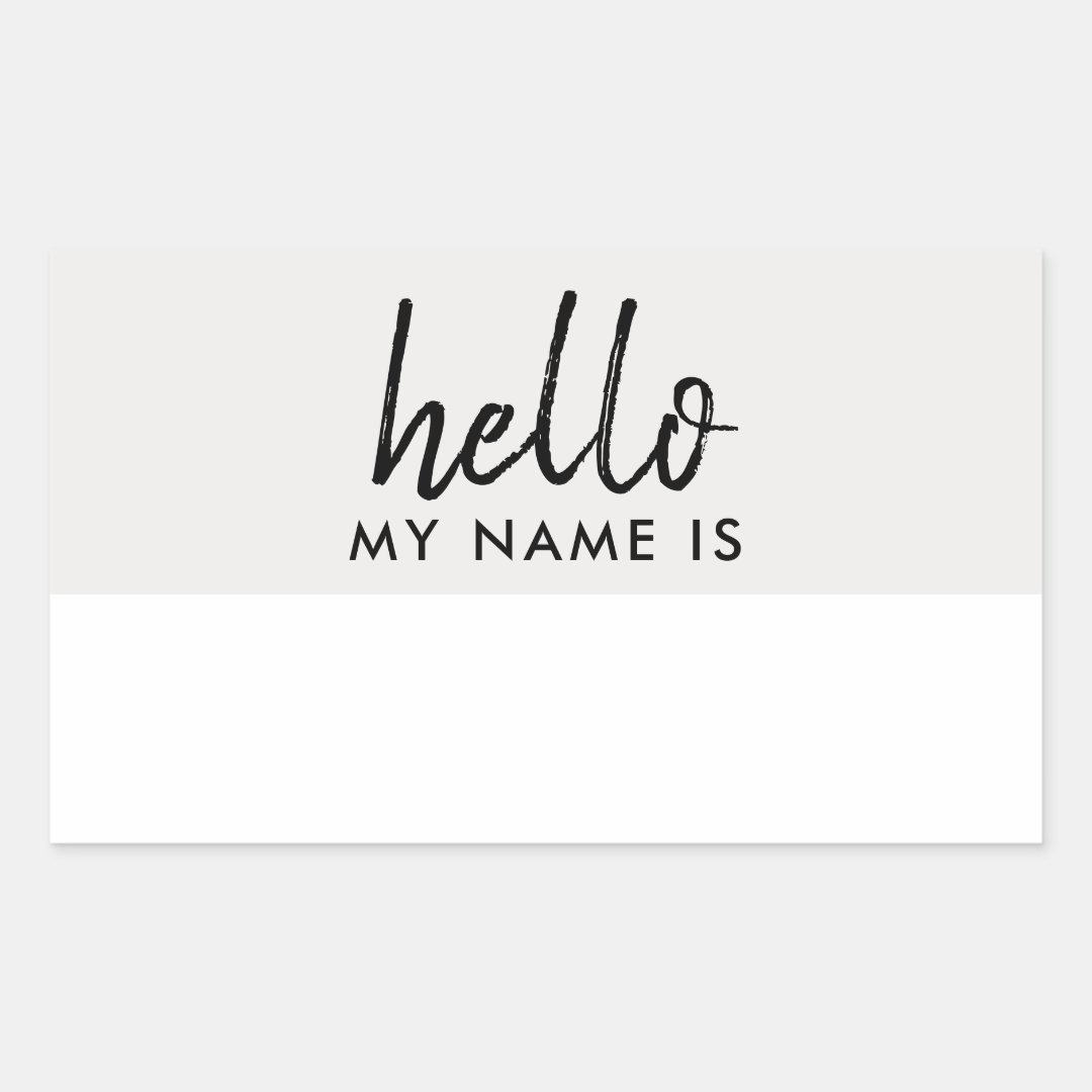 Hello My Name Is | Modern Minimalist Script Rectangular Sticker | Zazzle