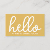 Hello My Name Is Mustard Yellow White Minimal Business Card | Zazzle