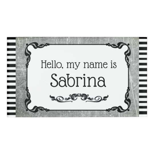 Hello My Name Is Name Tag Gray and Black | Zazzle.com