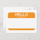 Hello My Name Is - Orange Postcard | Zazzle