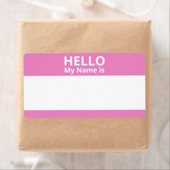 Hello My Name is Pink and White Name Tag Labels | Zazzle