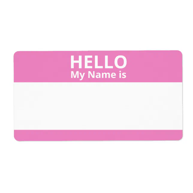 Hello My Name is Pink and White Name Tag Labels | Zazzle