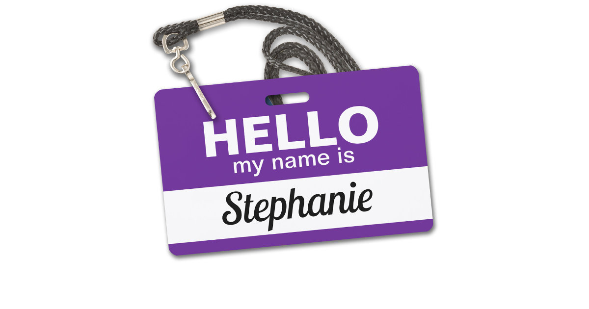 Hello my name is Purple Custom Employee Name Badge | Zazzle