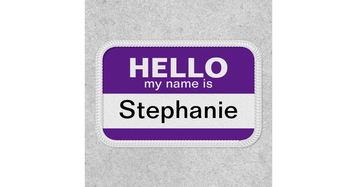 Hello my name is - Purple - Custom Employee Name Patch | Zazzle