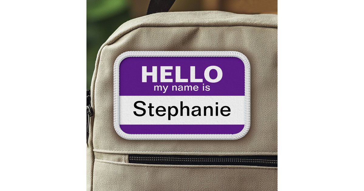 Hello my name is - Purple - Custom Employee Name Patch | Zazzle