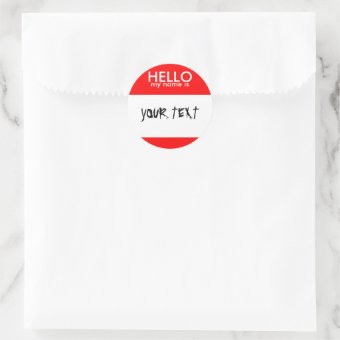 HELLO my name is (RED) Classic Round Sticker | Zazzle