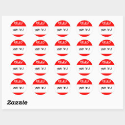 HELLO my name is (RED) Classic Round Sticker | Zazzle