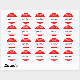 HELLO my name is (RED) Classic Round Sticker | Zazzle