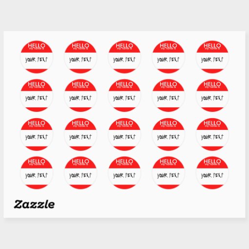HELLO my name is (RED) Classic Round Sticker | Zazzle