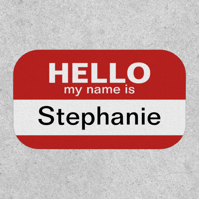 Hello my name is - red - Custom Employee Name Patch | Zazzle