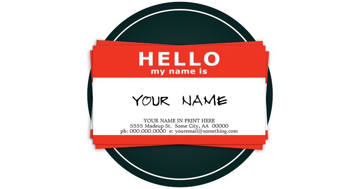 hello my name is red name tag | Zazzle
