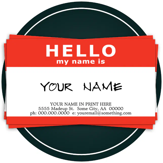 hello my name is red name tag | Zazzle