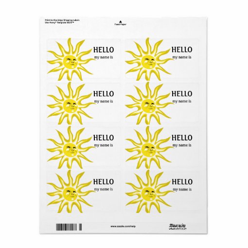 Hello my Name is Sunshine Labels | Zazzle
