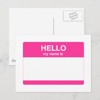 Hello, My Name is Tag Postcard | Zazzle