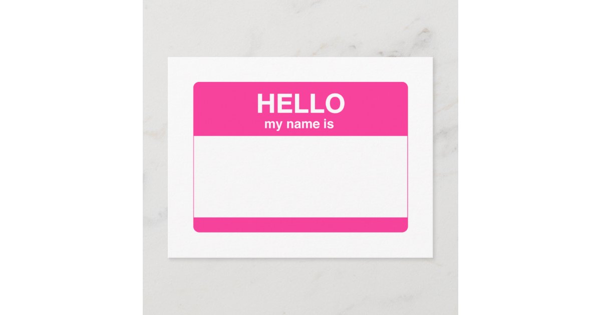 Hello, My Name is Tag Postcard | Zazzle