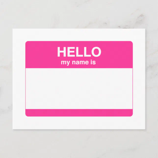 Hello, My Name is Tag Postcard | Zazzle