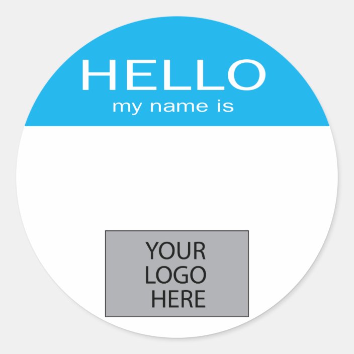 Hello My Name Is - with Custom Logo Classic Round Sticker | Zazzle.com
