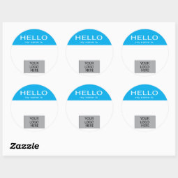 Hello My Name Is - with Custom Logo Classic Round Sticker | Zazzle