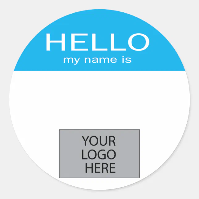 Hello My Name Is - with Custom Logo Classic Round Sticker | Zazzle