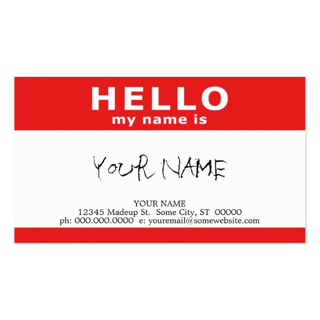 hello my name is (with QR code) Business Card Template
