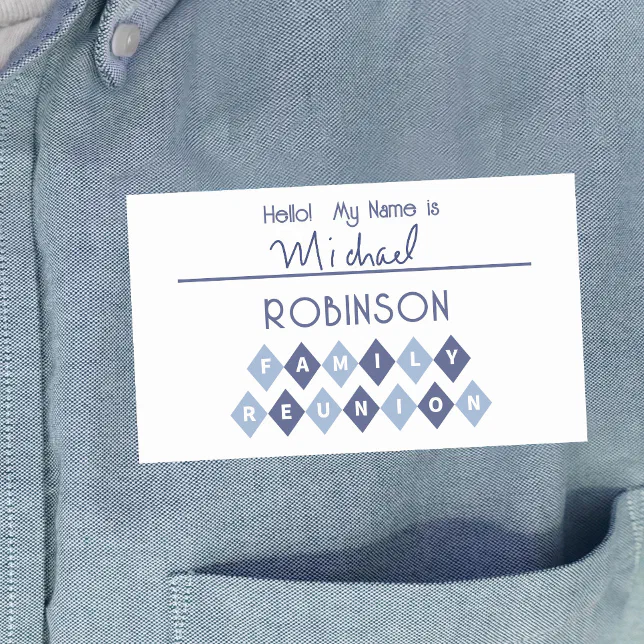 Hello My Name is Write In Identification Tag Blue | Zazzle