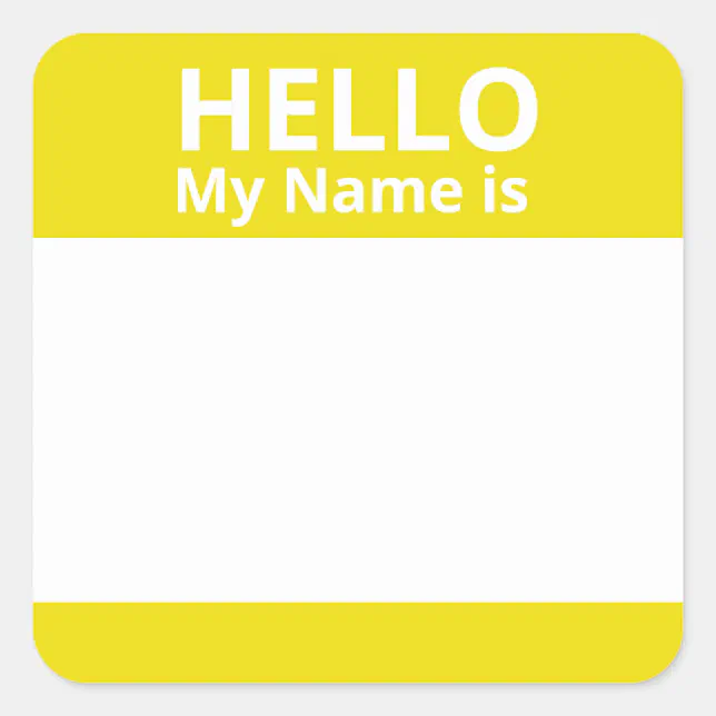 Hello My Name is Yellow White Name Tag Stickers | Zazzle