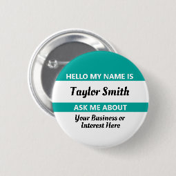 Hello name tag Ask Me About with name and info Button | Zazzle