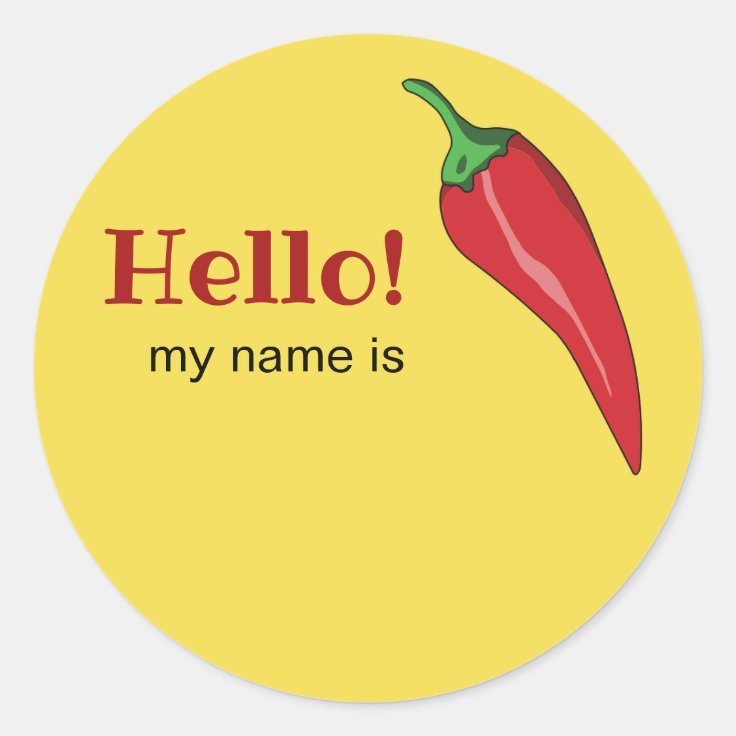 Hello name tag with hot chili pepper | Zazzle