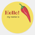 Hello name tag with hot chili pepper | Zazzle