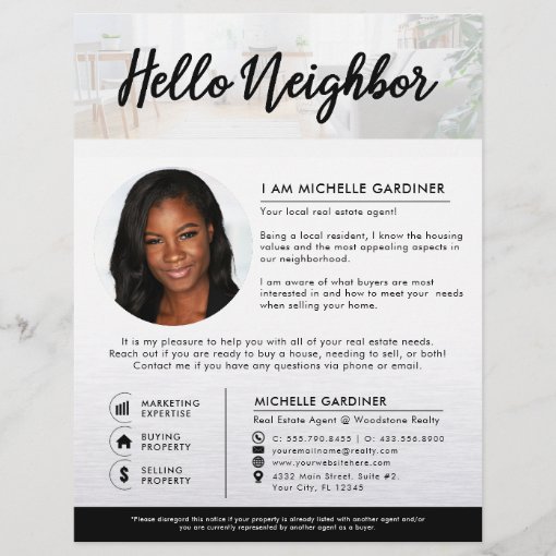 Hello Neighbor Real Estate Agent Introduction Flyer | Zazzle
