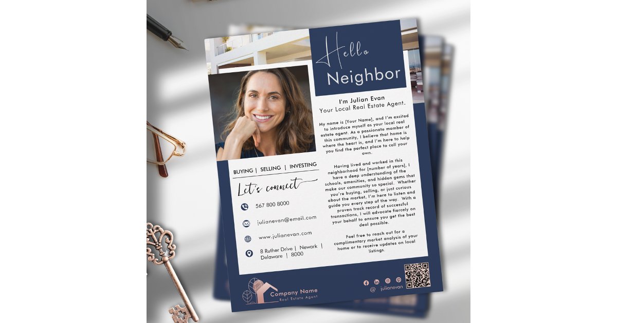Hello Neighbor Real Estate Introduction Flyer | Zazzle