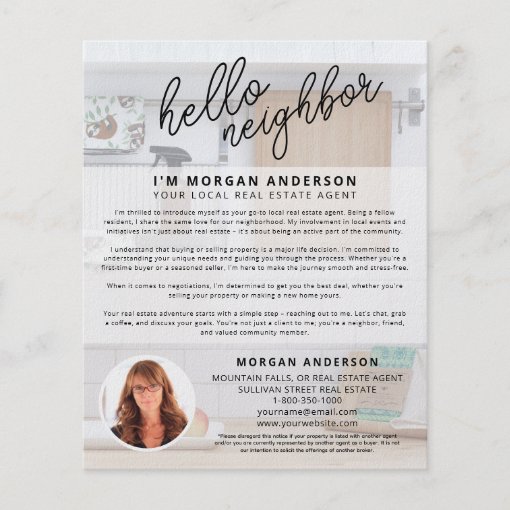 Hello Neighbor Real Estate Marketing Introduction Flyer | Zazzle