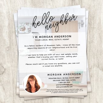 Hello Neighbor Real Estate Marketing Introduction Flyer | Zazzle
