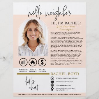 Hello Neighbor Realtor Agent Introduction Letter Flyer | Zazzle