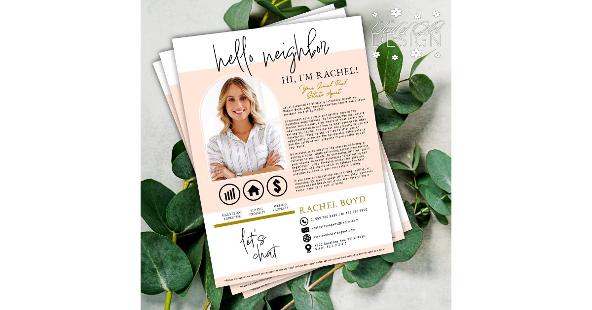 Hello Neighbor Realtor Agent Introduction Letter Flyer | Zazzle