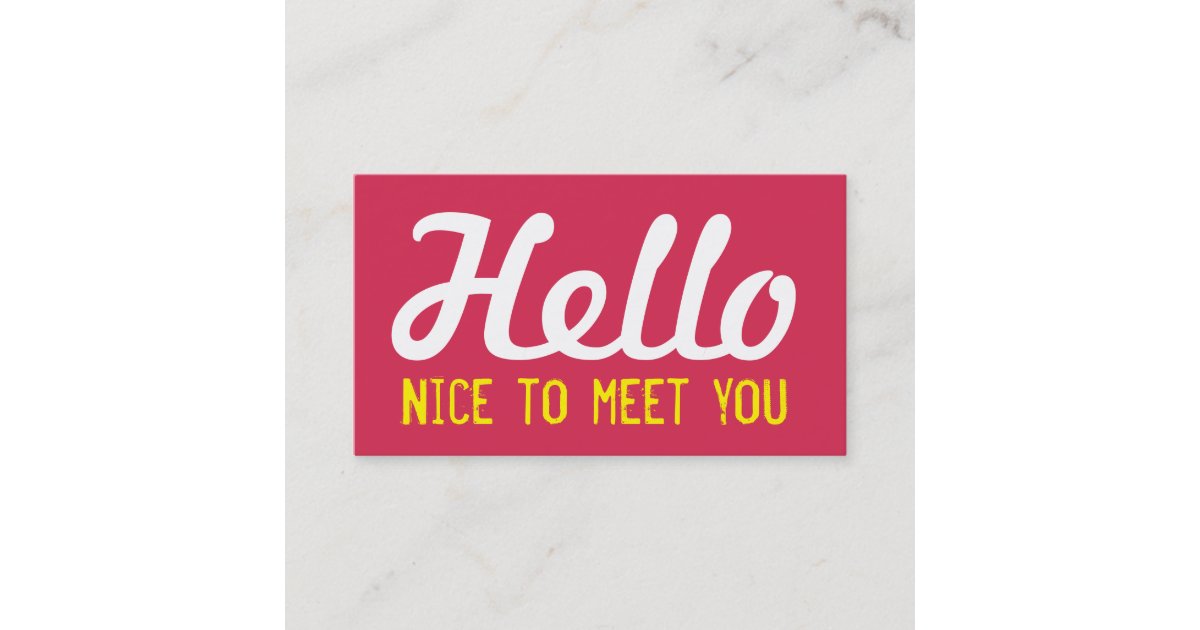 "HELLO Nice to meet you" Magenta Grunge Font Business Card | Zazzle.com