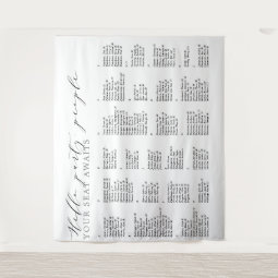 Hello Party People Wedding Alphabetic Seating Char Tapestry | Zazzle