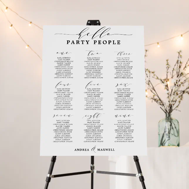 Hello Party People Wedding Seating Chart Foam Board | Zazzle
