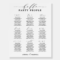Hello Party People Wedding Seating Chart Foam Board | Zazzle