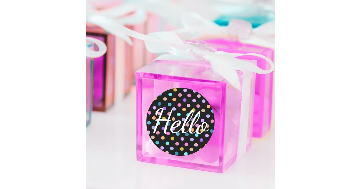 Hello Polka Dots Classic Round Sticker | Zazzle