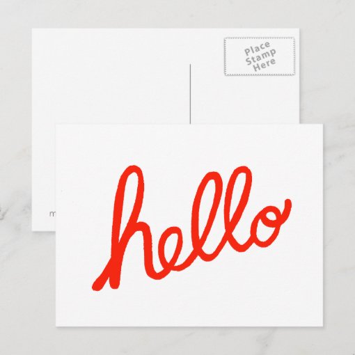 Hello Postcard Hand Written Hand Lettering Hello | Zazzle